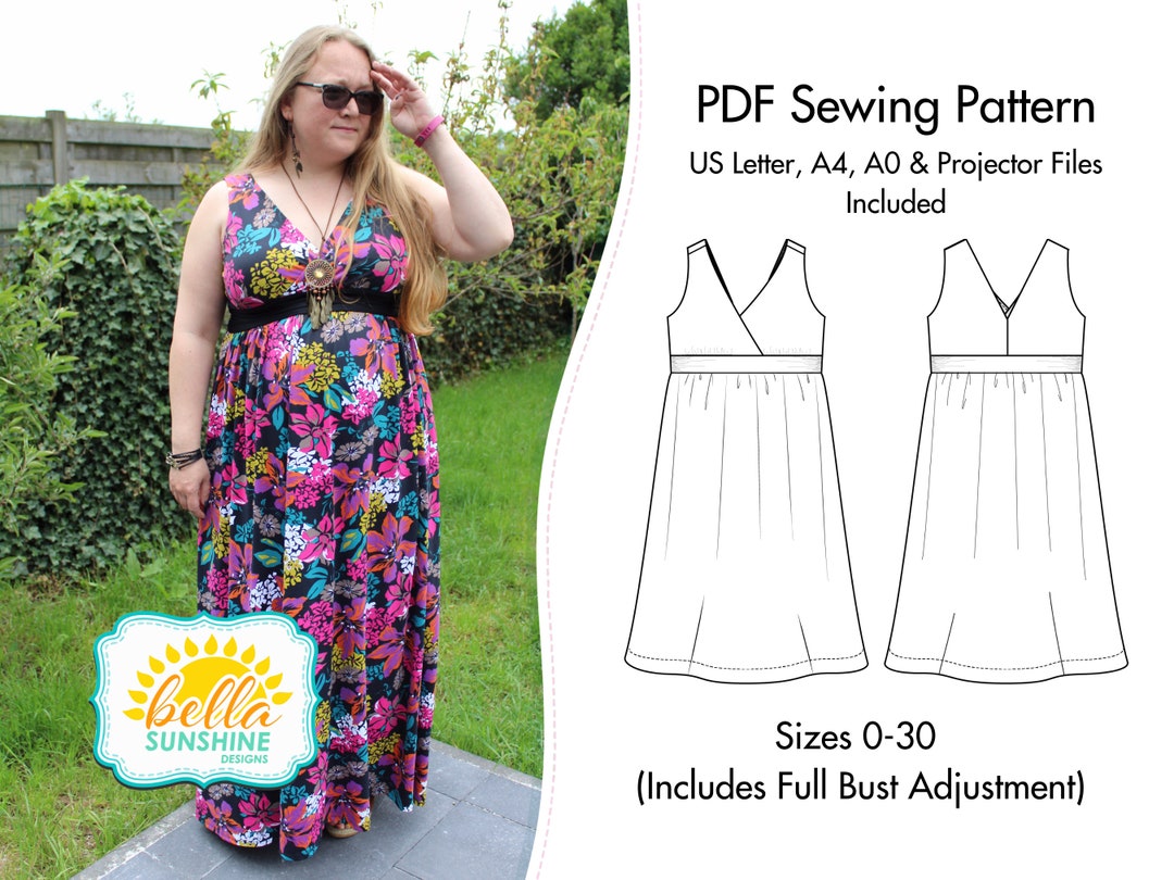 Amelia, Maxi Pattern, Plus Size Sundresses, Plus Size Pdf, Sewing Pattern, Ladies Pattern, PDF ...