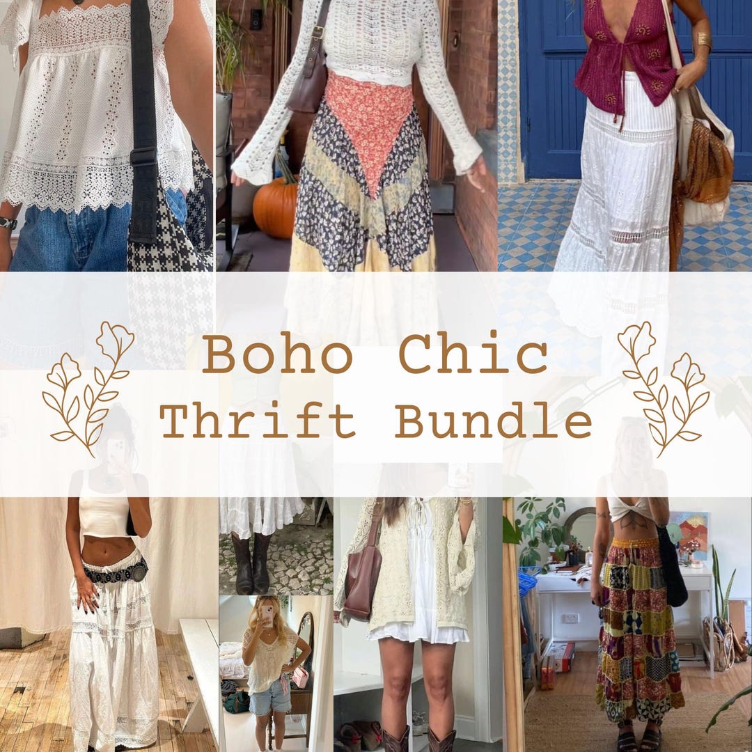 Thrifted Boho Clothing Bundle – Flowy, Crochet, Embroidered - Etsy