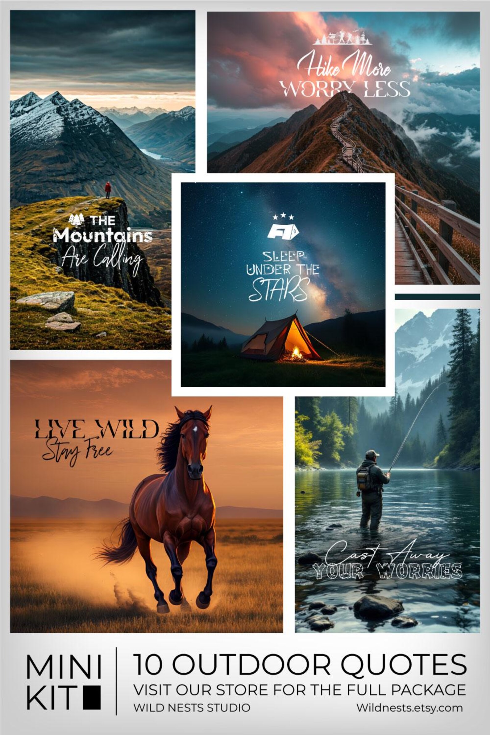 Mini Outdoor Graphics Pack | 32 Icons + 10 Editable Outdoor Quote ...