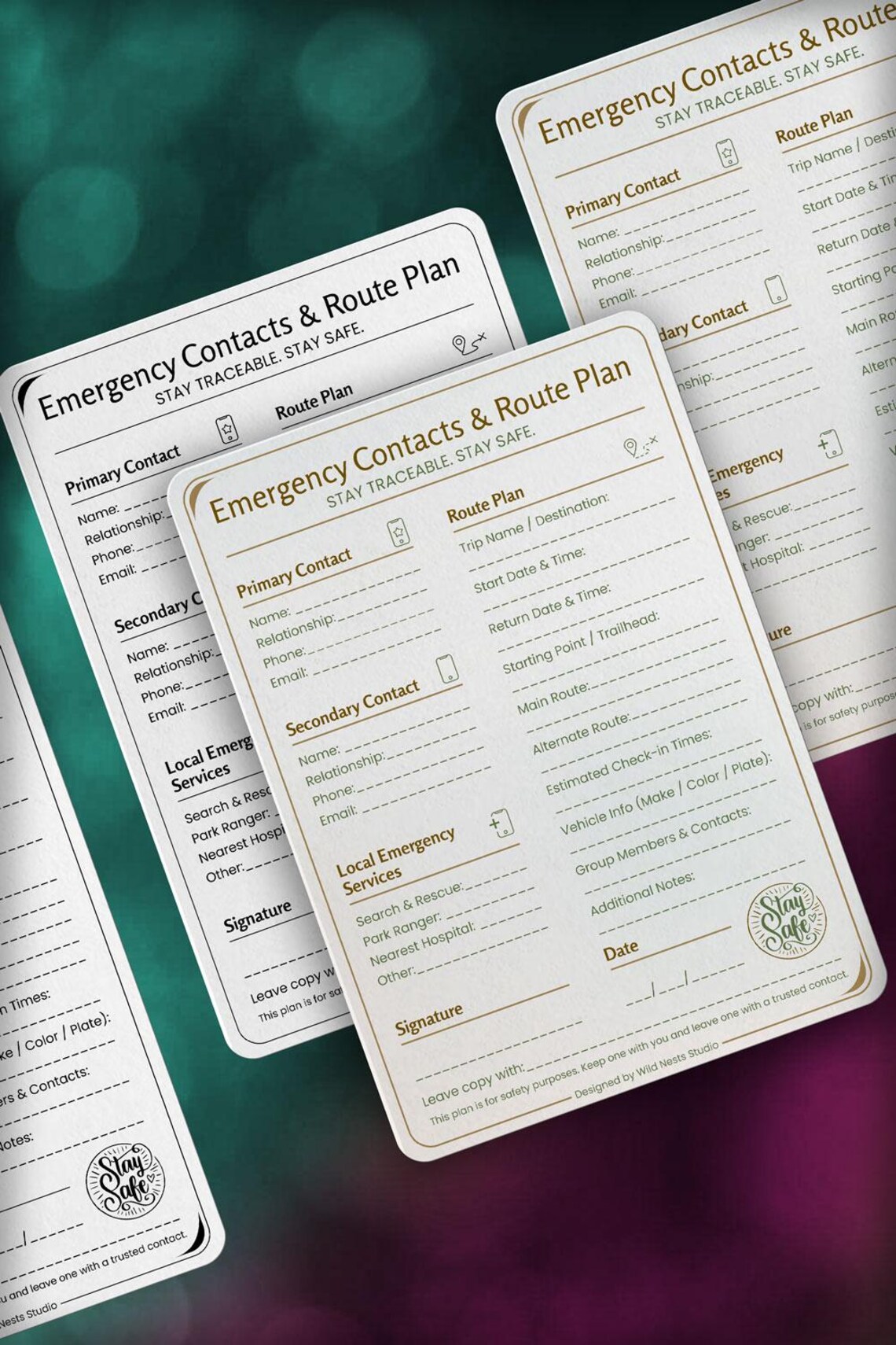 Printable Emergency Contacts and Route Planner | Outdoor Safety Sheet ...