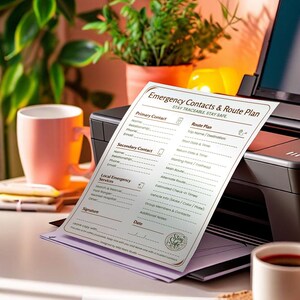 Printable Emergency Contacts and Route Planner | Outdoor Safety Sheet ...