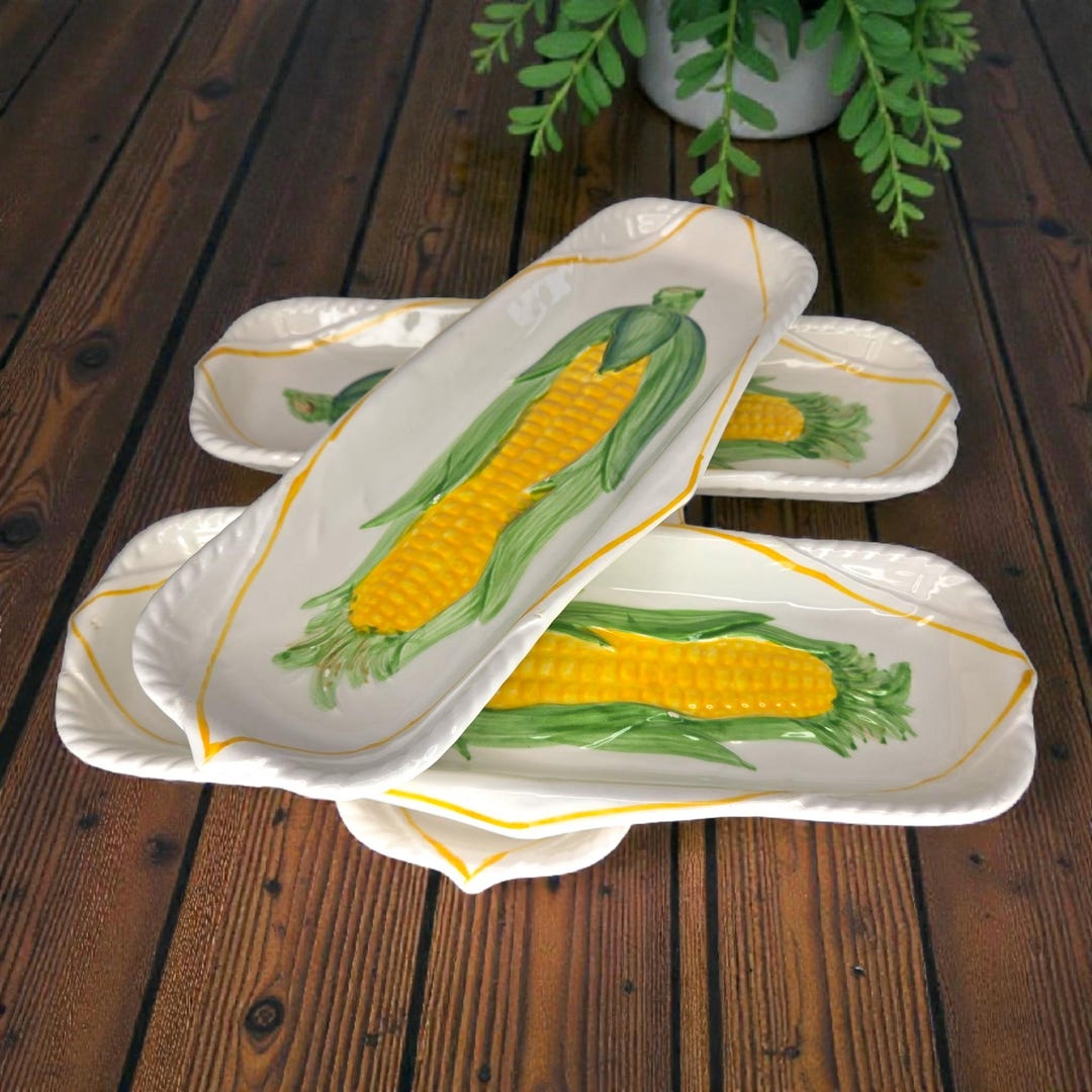 4 Vintage Corn Plates 1985 - Japanese Ceramic - Kitsch Corn Plate Set ...