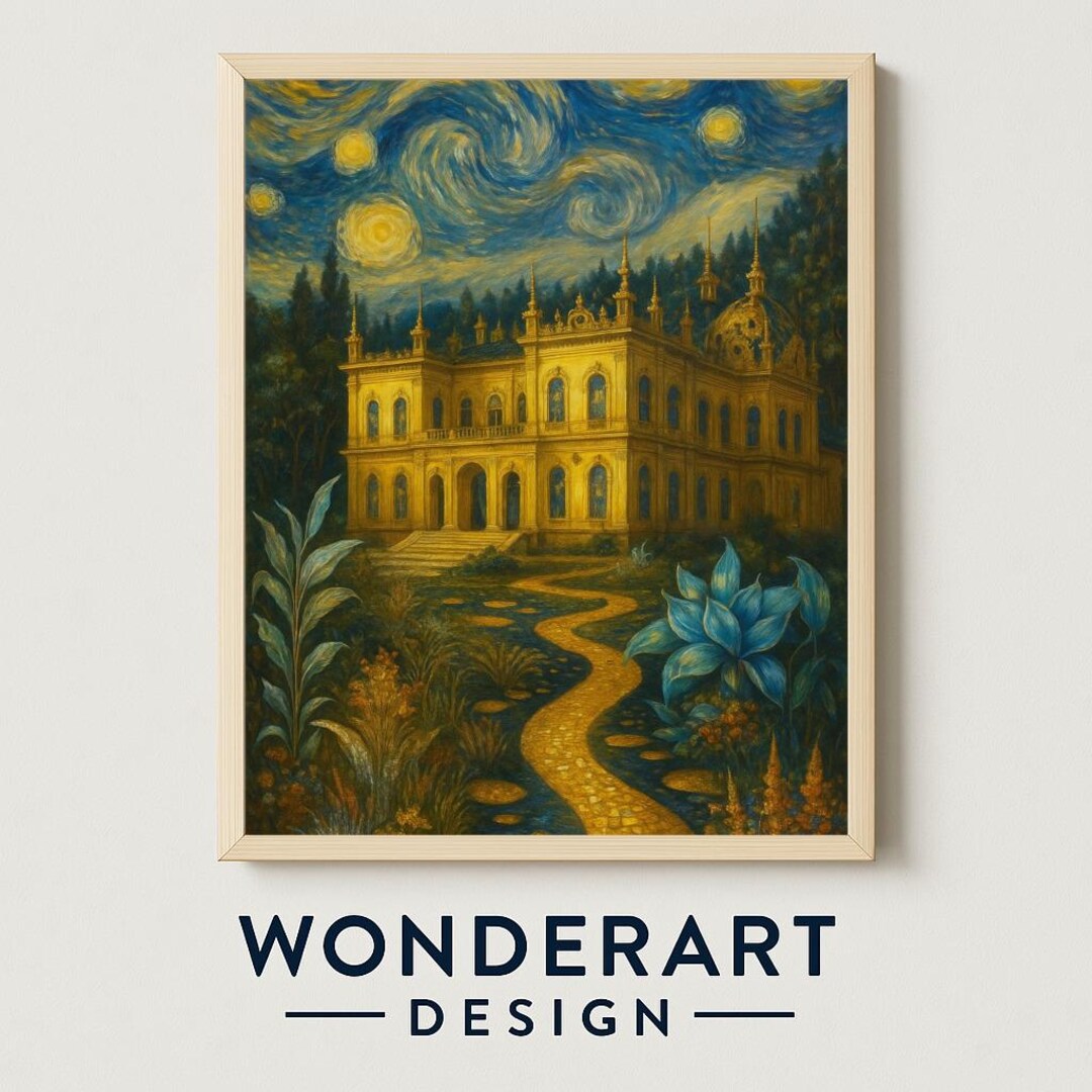 Van Gogh Style Fantasy Mansion – Starry Night Castle Wall Art Printable ...