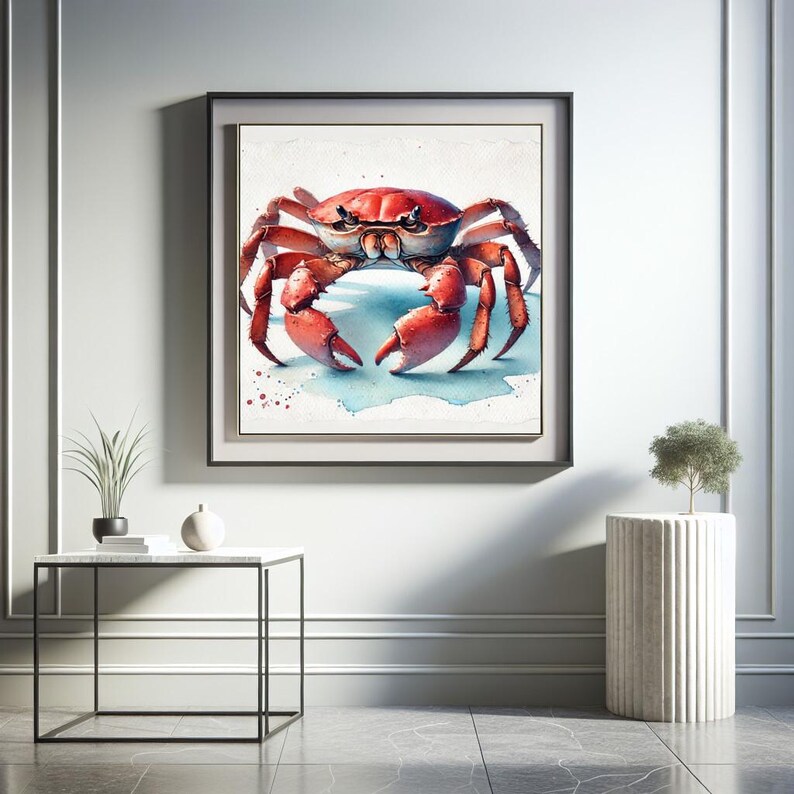 Watercolor Crab Print: Beach Coastal Wall Art (digital Download) - Etsy