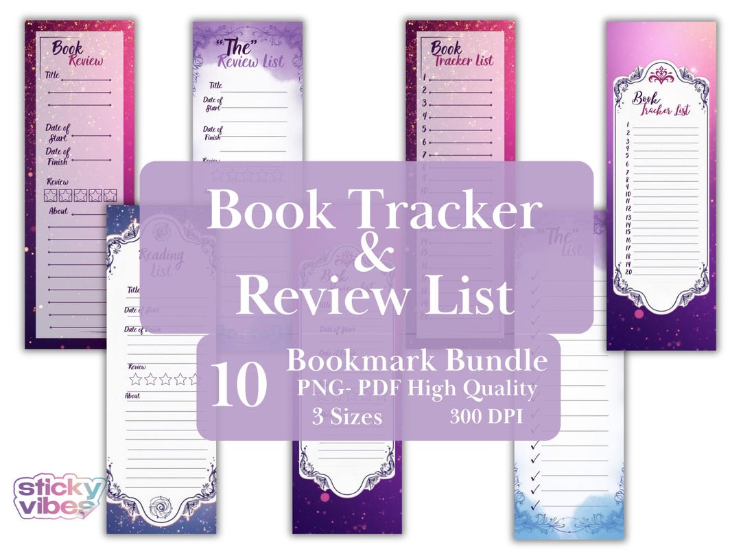 Printable Book Review Bookmark, Reading Tracker Templates (PDF/PNG) - Etsy