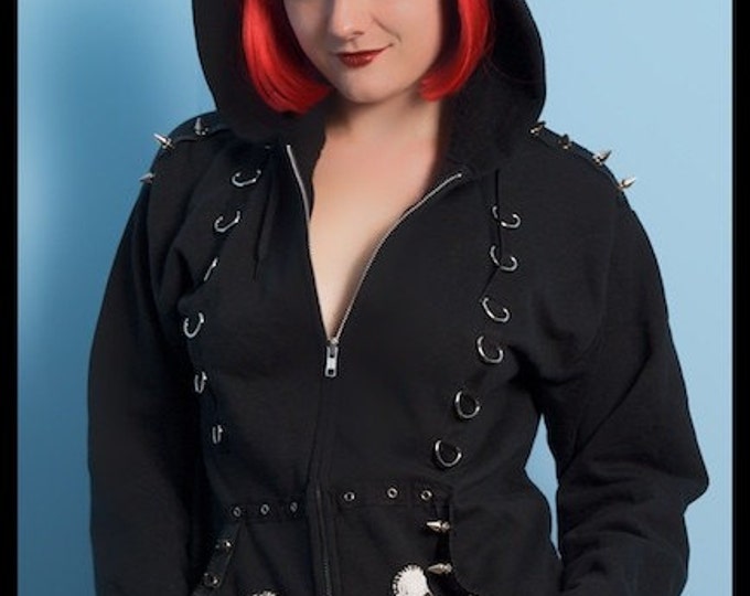 SALE Gothic Devil Hoodie - Skulls N' Roses Recycled Hoodie With Horns ...