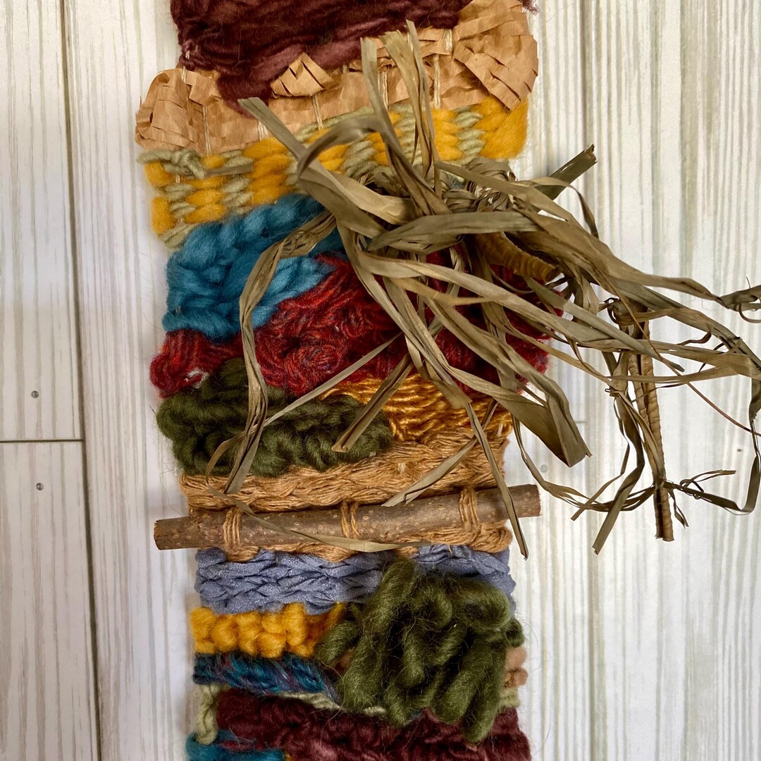 Rustic Woven Wall Hanging, Earth-toned Home Decor, Long Vertical ...