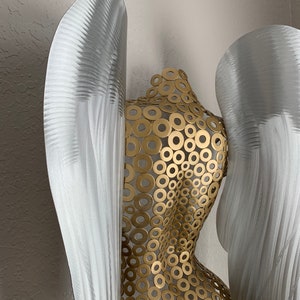 Handcrafted Metal Wall Art Angel Women Silver and Gold Sculpture ...