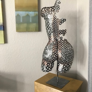 Metal Art Free Standing Abstract Sculpture Female Torso Handmade by ...
