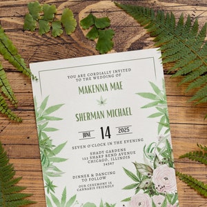 Cannabis Friendly Wedding Invitation Template - Etsy
