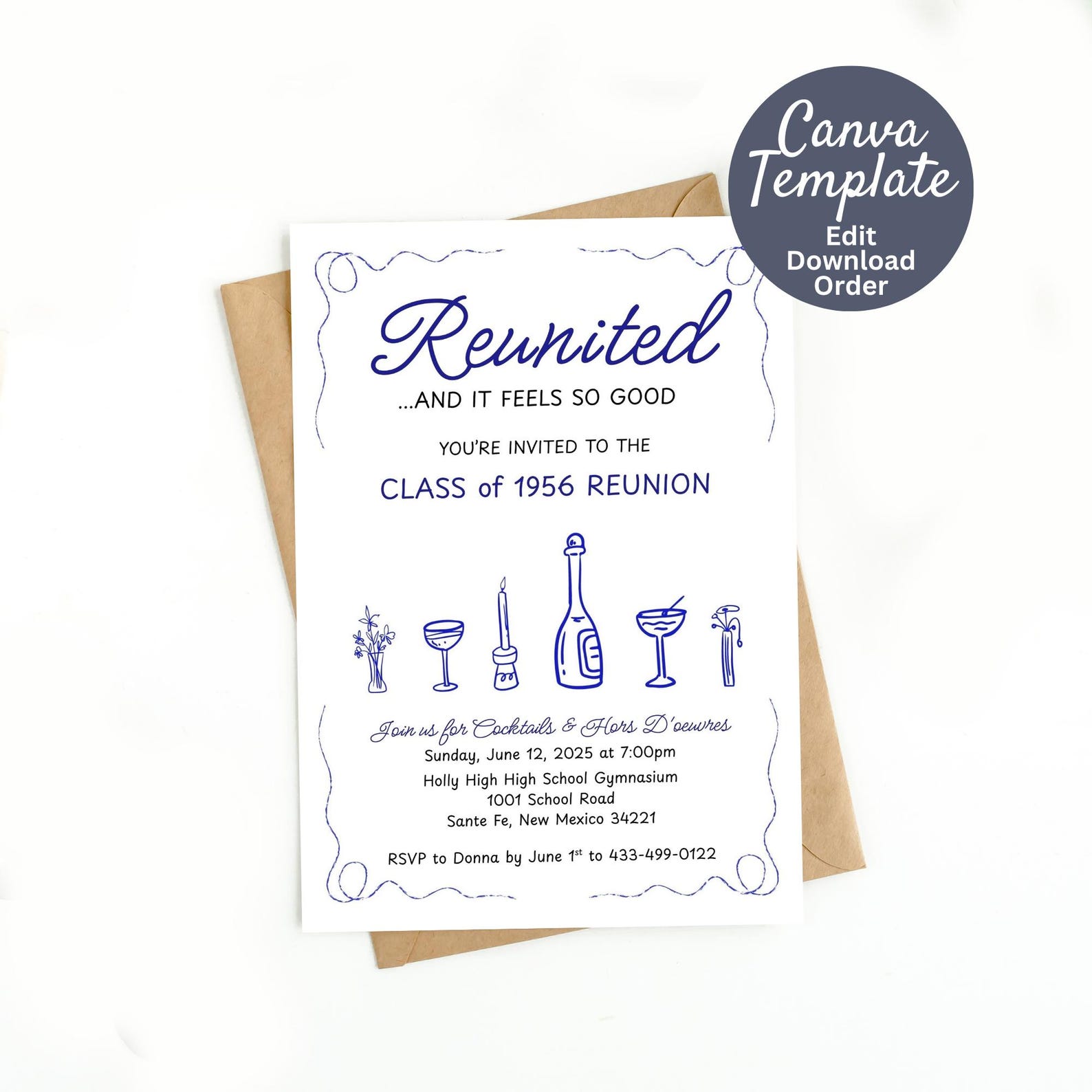 Editable Canva Retro School Reunion Invitation | Class Reunion Invite ...