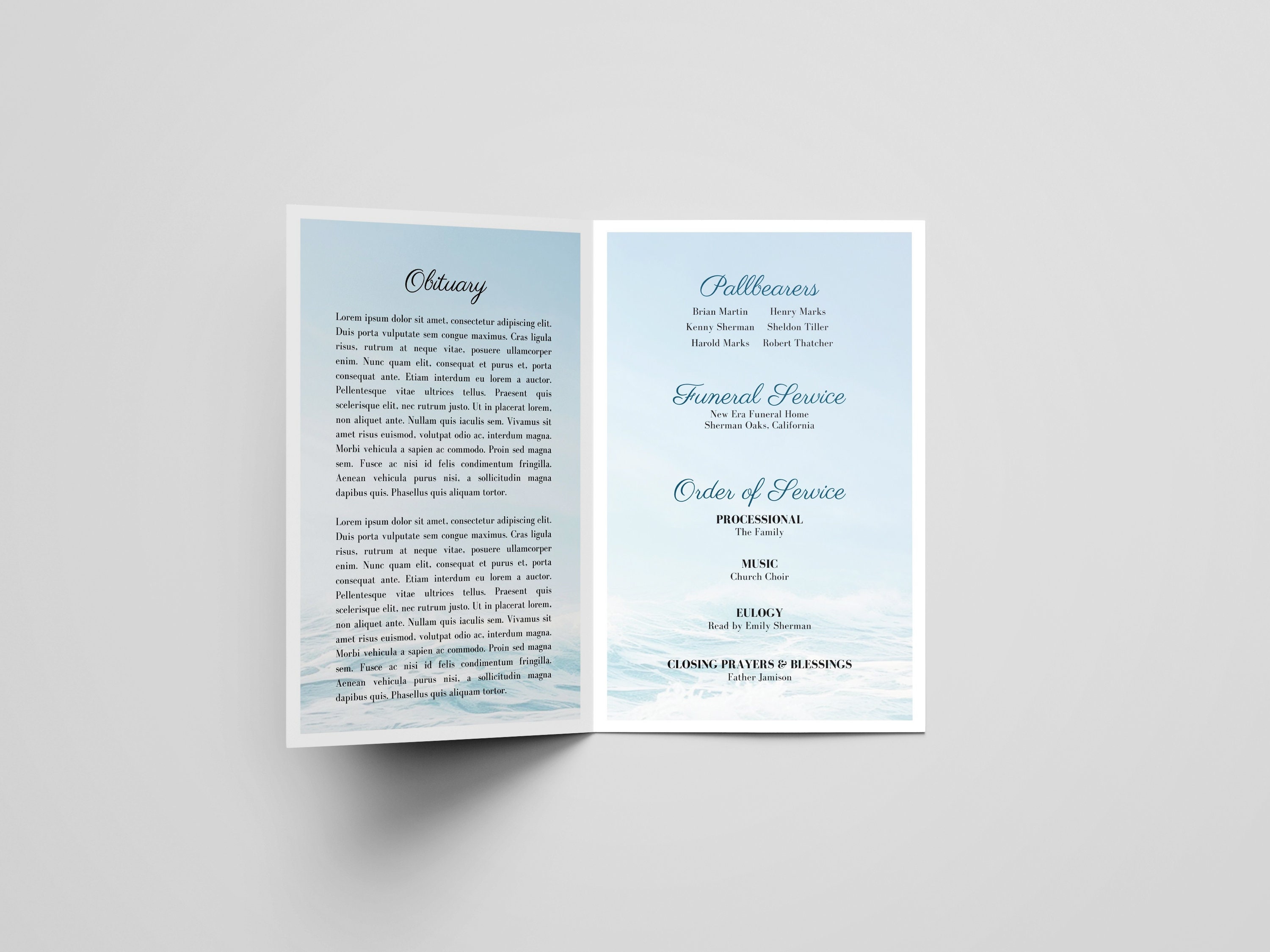 Personalized Ocean Funeral Program DIY Canva Template - Etsy