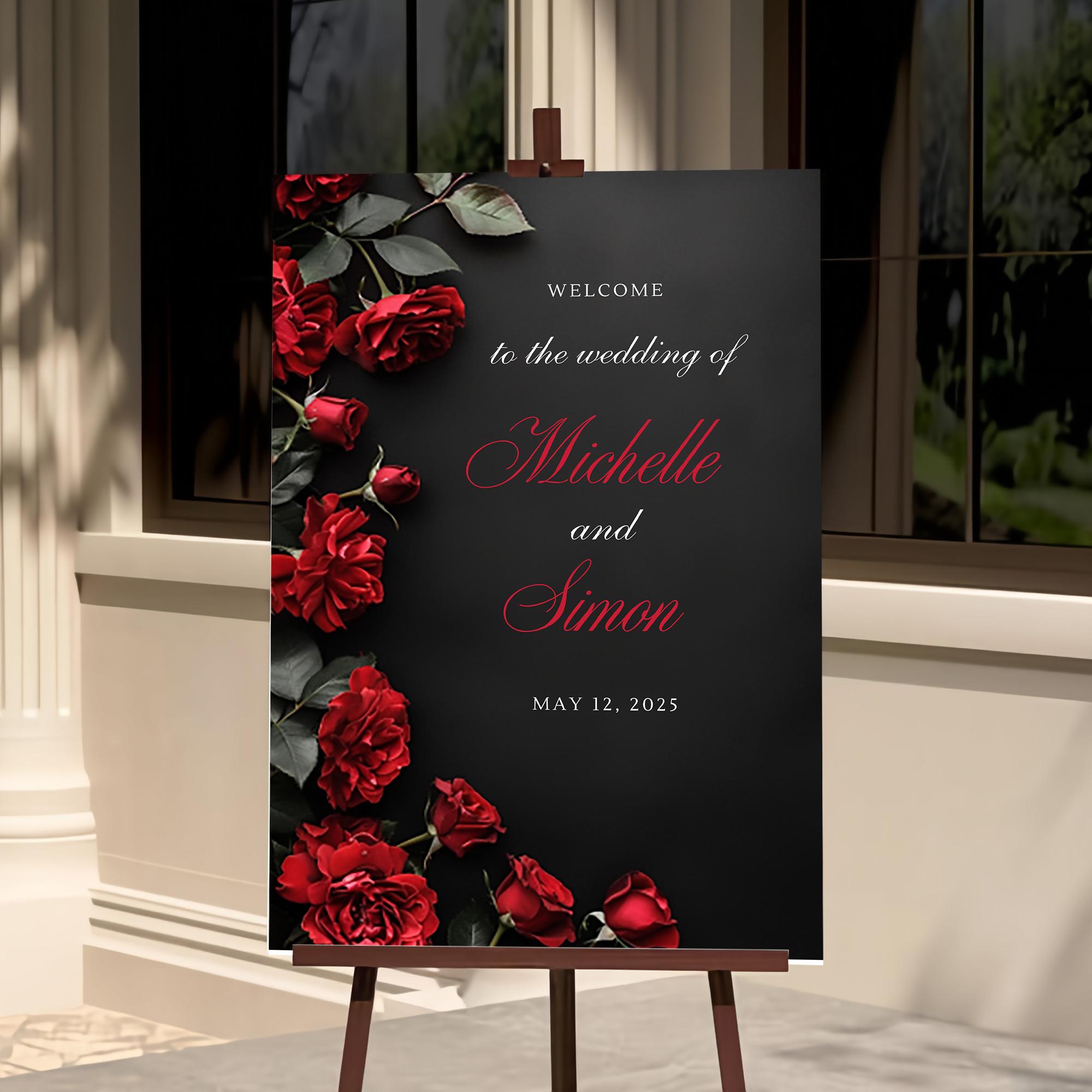 Editable Roses Wedding Welcome Sign Canva Template - Etsy