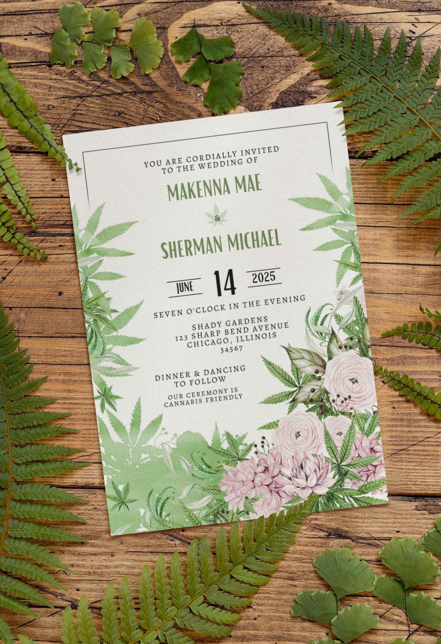 Cannabis Friendly Wedding Invitation Template - Etsy