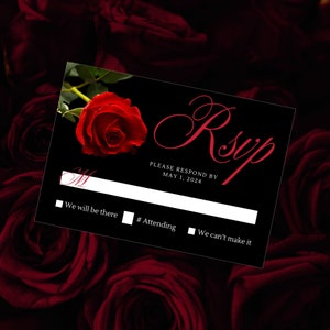 Editable Roses Wedding Invitation Canva Template - Etsy