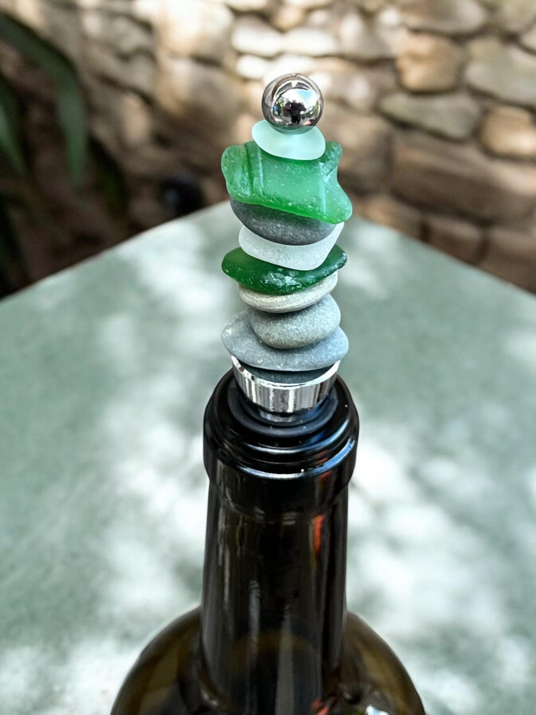 Sea Glass and Beach Stone Bottle Stopper - Etsy