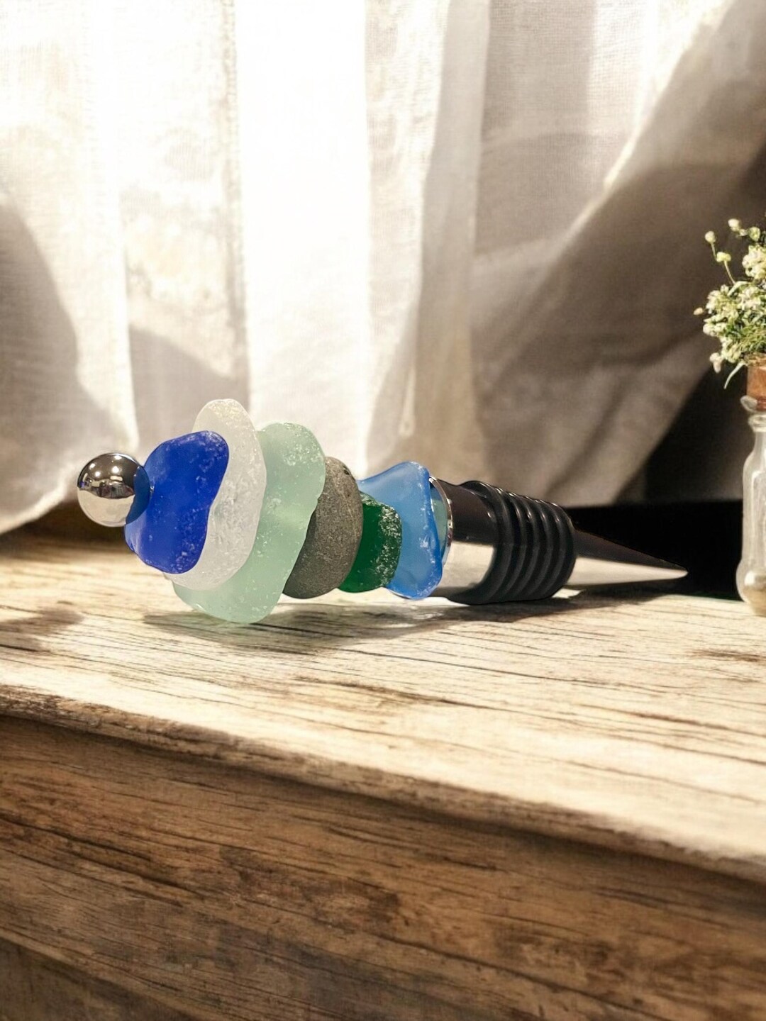 Sea Glass and Beach Stone Bottle Stopper - Etsy
