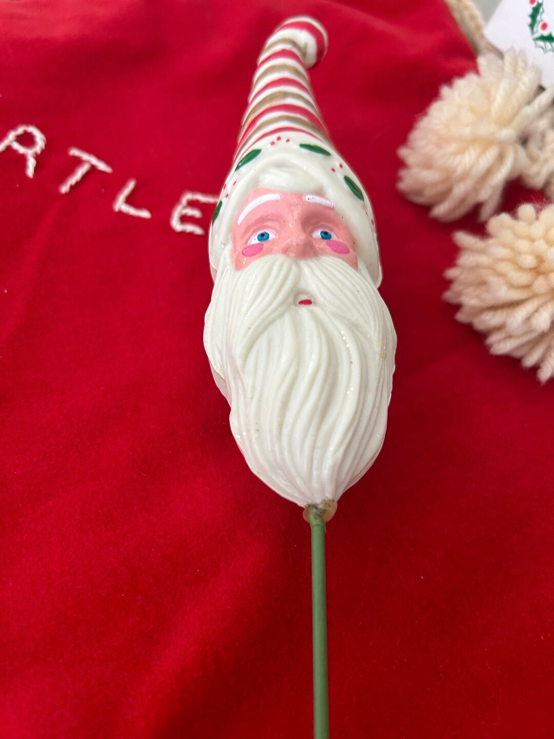 Plastic Santa Claus Head on Stick Craft Supply Floral Decor - Etsy