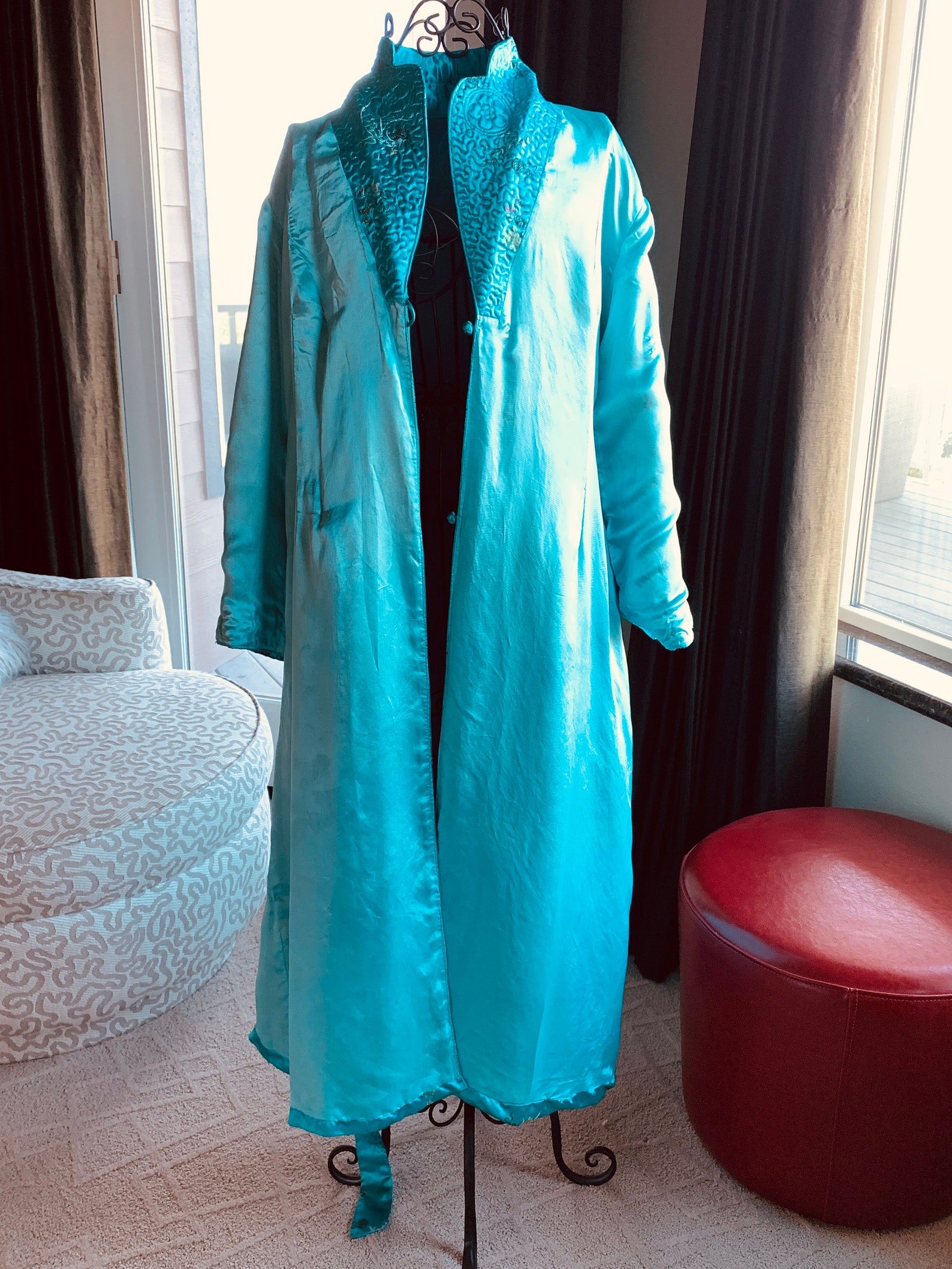 Brocade Dressing Gown Asian Style Frog Closure Stunning Rayon Robe - Etsy