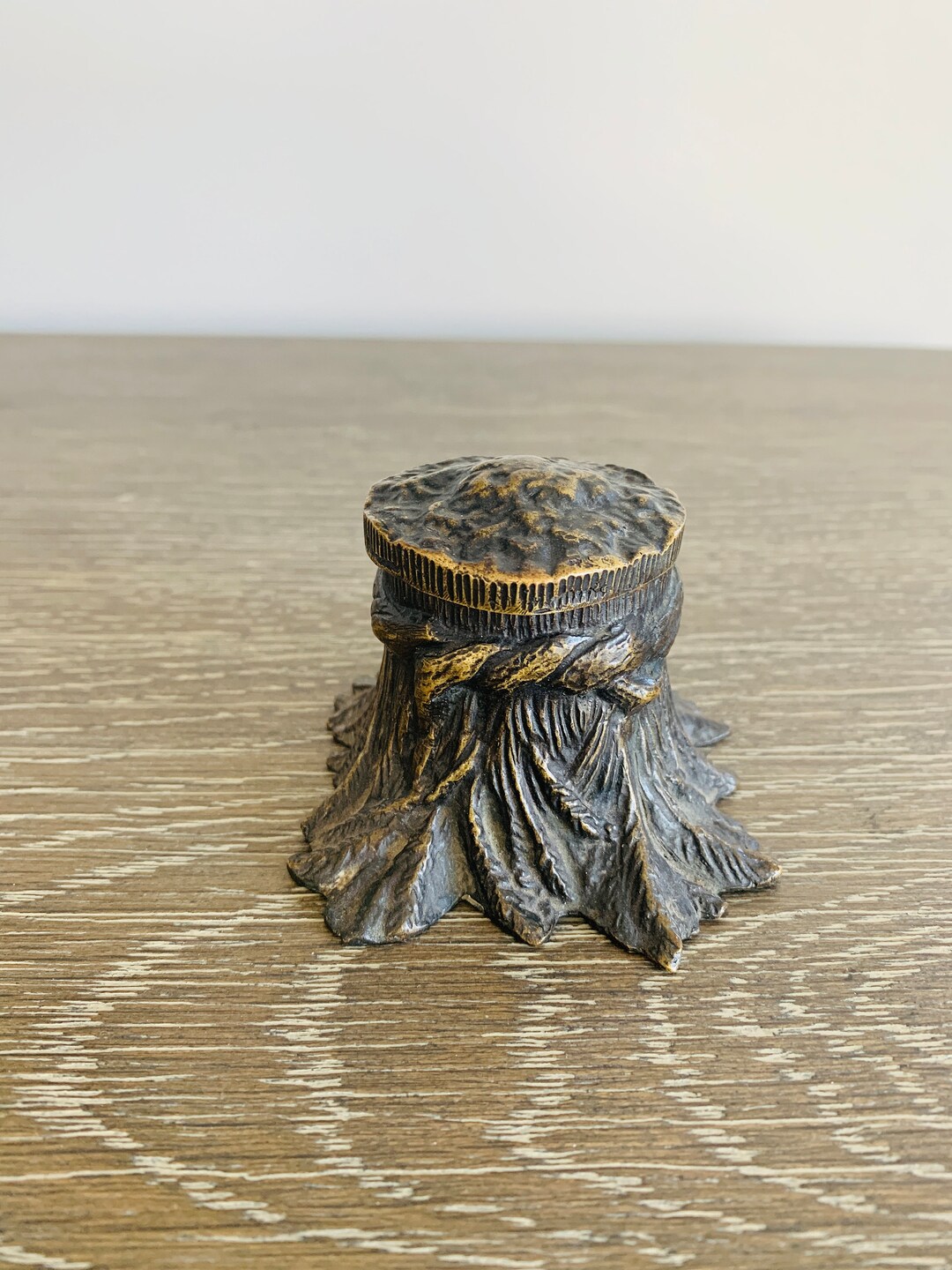 Embossed Brass Ink Pot Holder Hinged Lid Wheat Stalks Arts and - Etsy