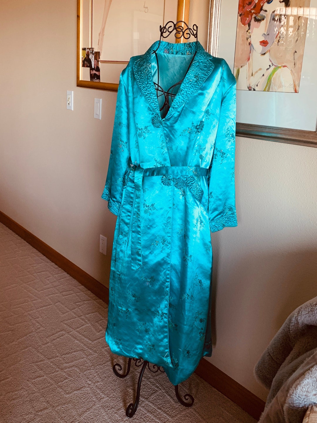 Brocade Dressing Gown Asian Style Frog Closure Stunning Rayon Robe - Etsy