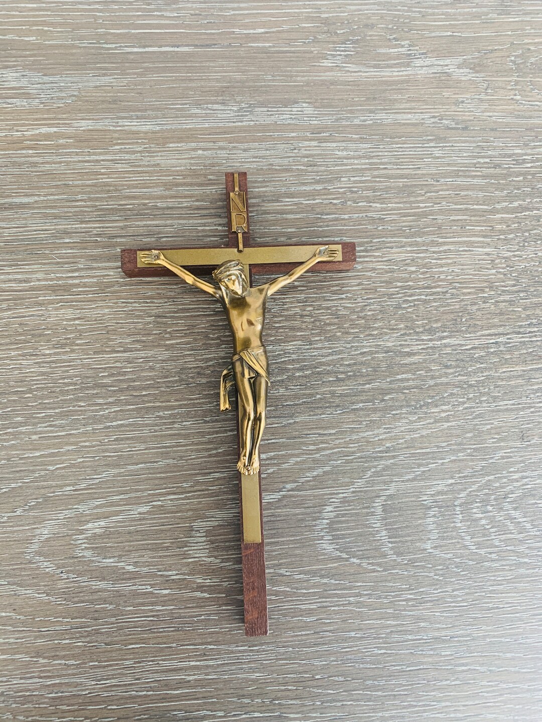 Wood and Brass Crucifix INR Religious Cross With Jesus - Etsy