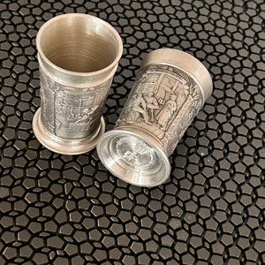 ONE German Pewter Schnapps Cup Embossed Panels Original Zinn-becker ...