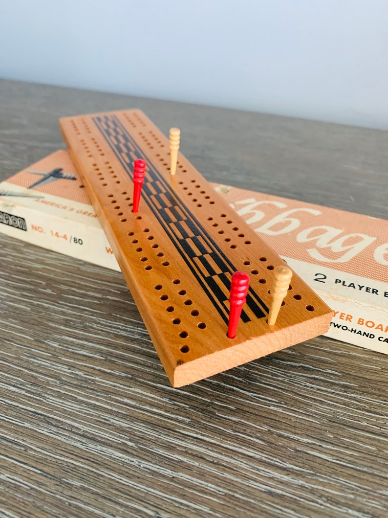 Baron Wood Cribbage 2 Player Board With Pegs Original Box - Etsy