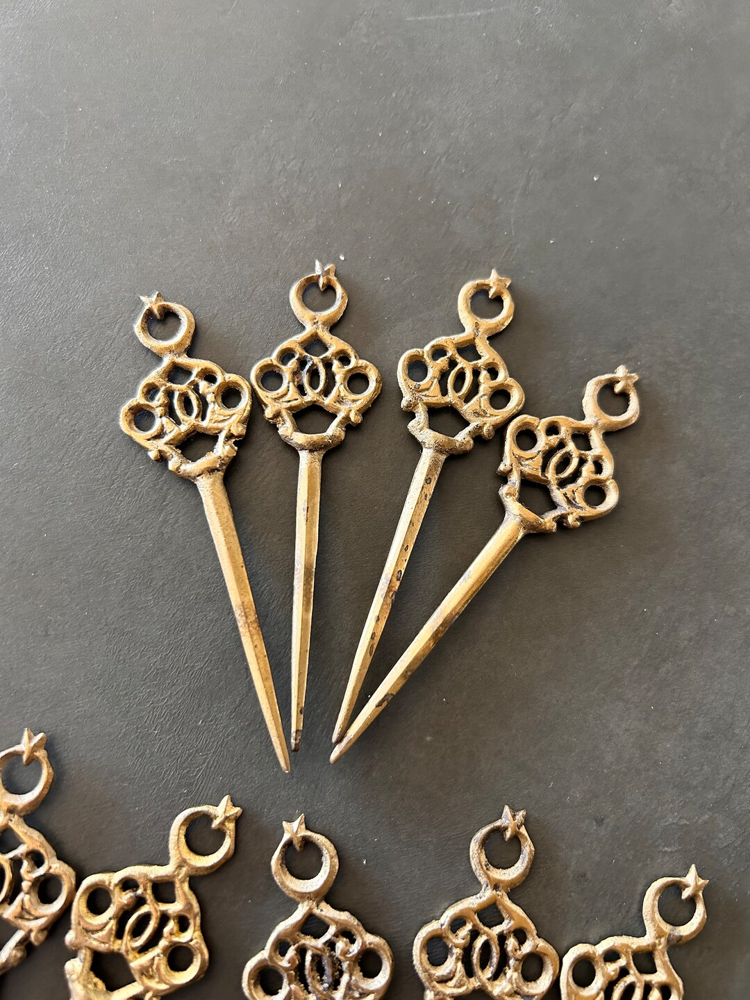 Brass Ornate Appetizer Picks Set of 12 - Etsy