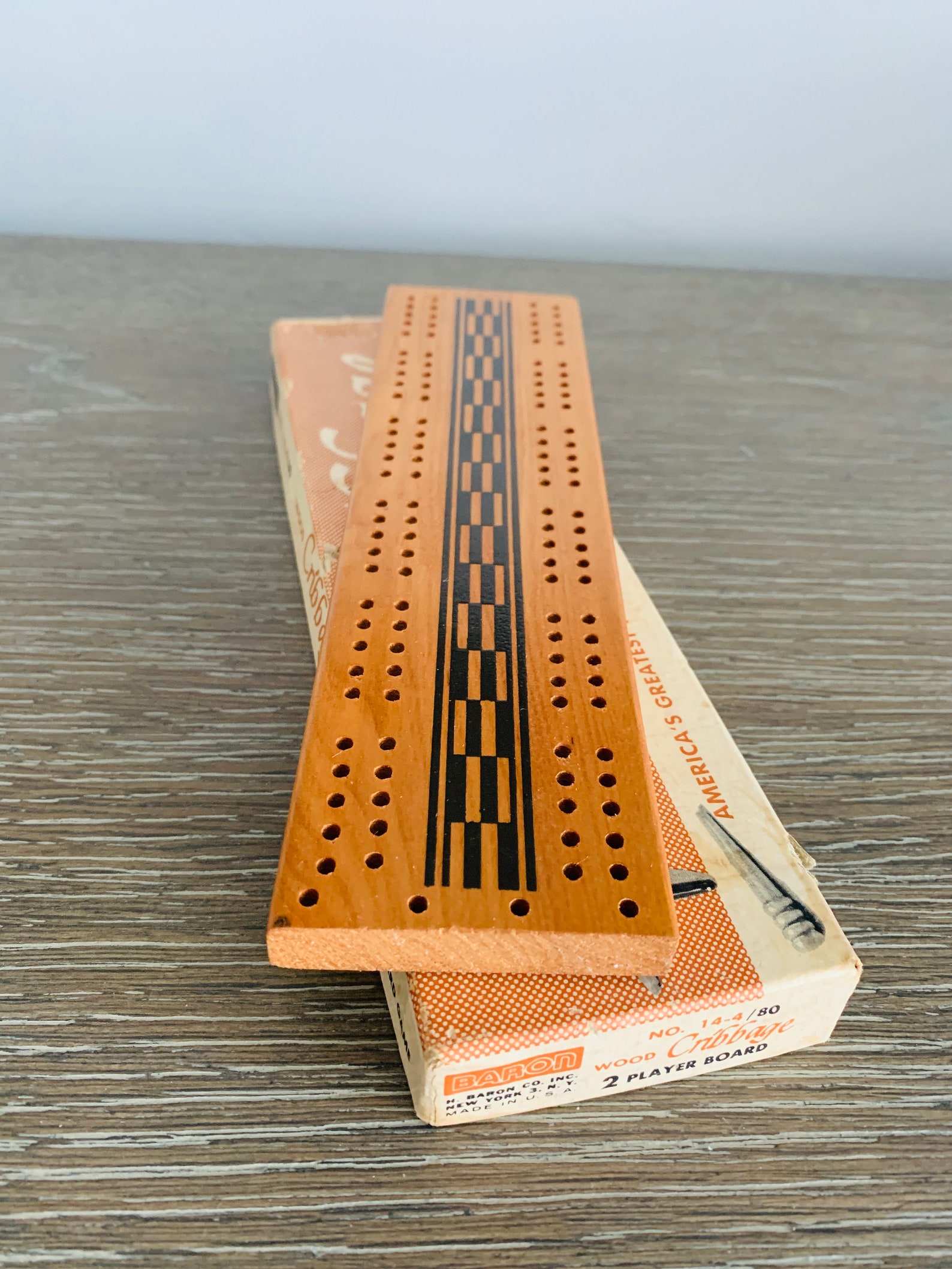 Baron Wood Cribbage 2 Player Board With Pegs Original Box - Etsy