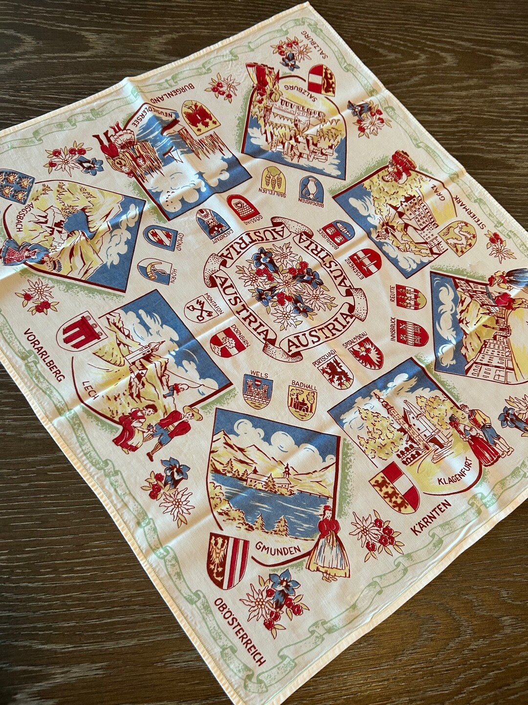 Souvenir Scarf Austria Province's Coat of Arms Edelweiss Historical ...