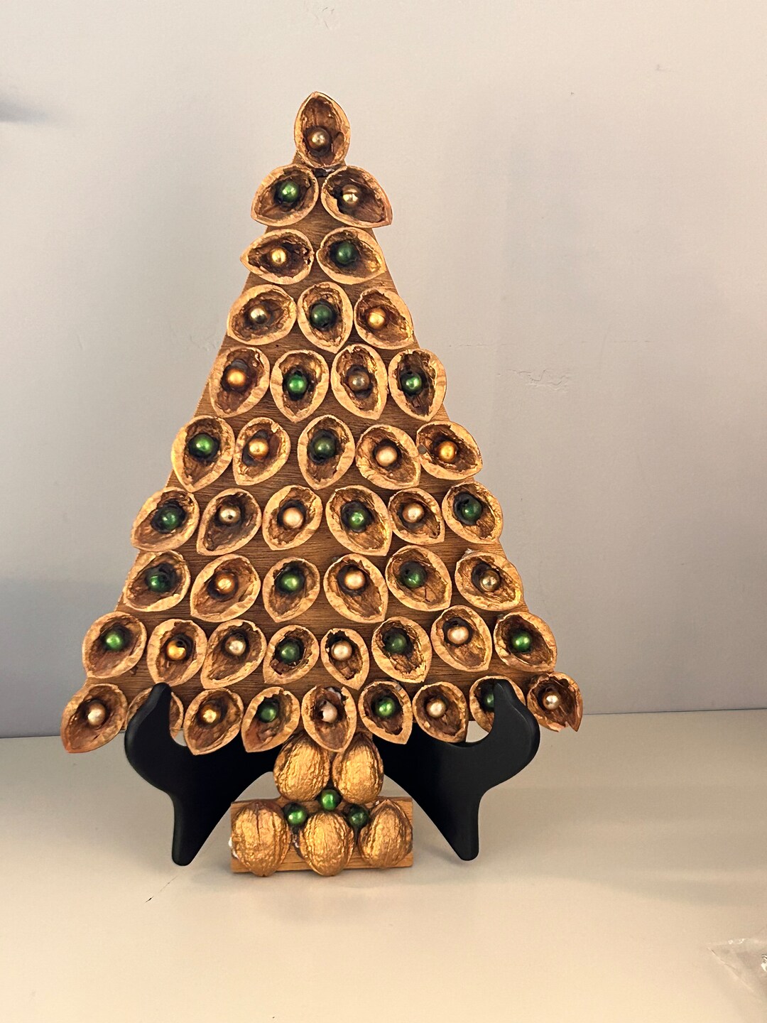 Walnut Shell Christmas Tree Wall Hanging Unique Handmade Tramp Art - Etsy