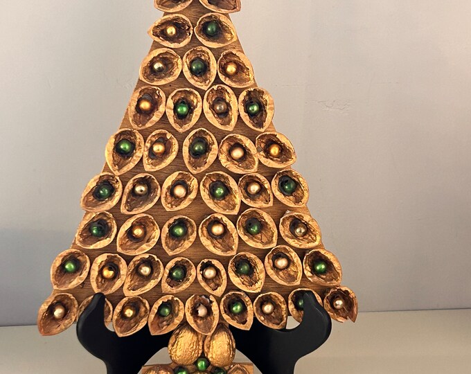 Walnut Shell Christmas Tree Wall Hanging Unique Handmade Tramp Art - Etsy