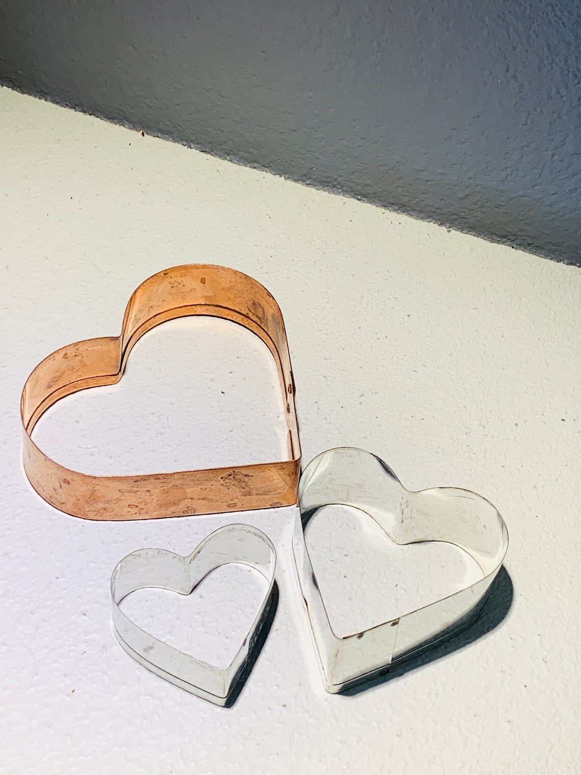 Three Heart Shaped Cookie or Cake Cutters Large Copper Two - Etsy