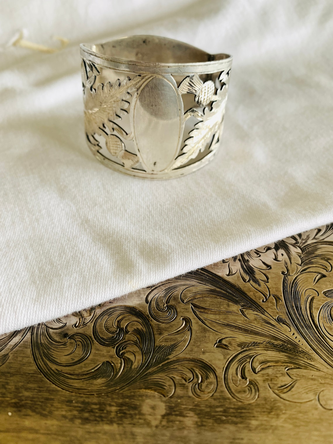 Sterling Silver Napkin Ring D Shaped Open Worked Botanical - Etsy