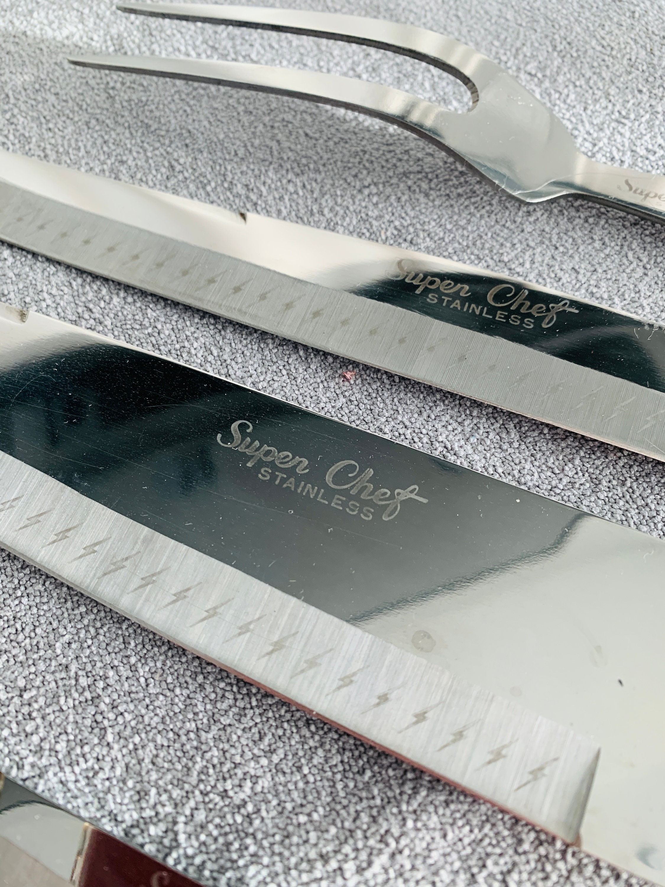 Super Chef Stainless Knife Set and Meat Fork Full Tang Made in - Etsy