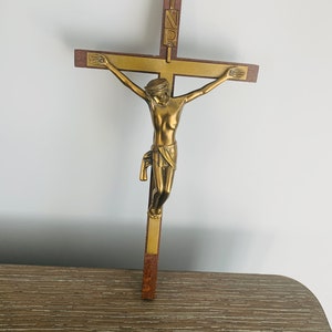 Wood and Brass Crucifix INR Religious Cross With Jesus 1960's - Etsy