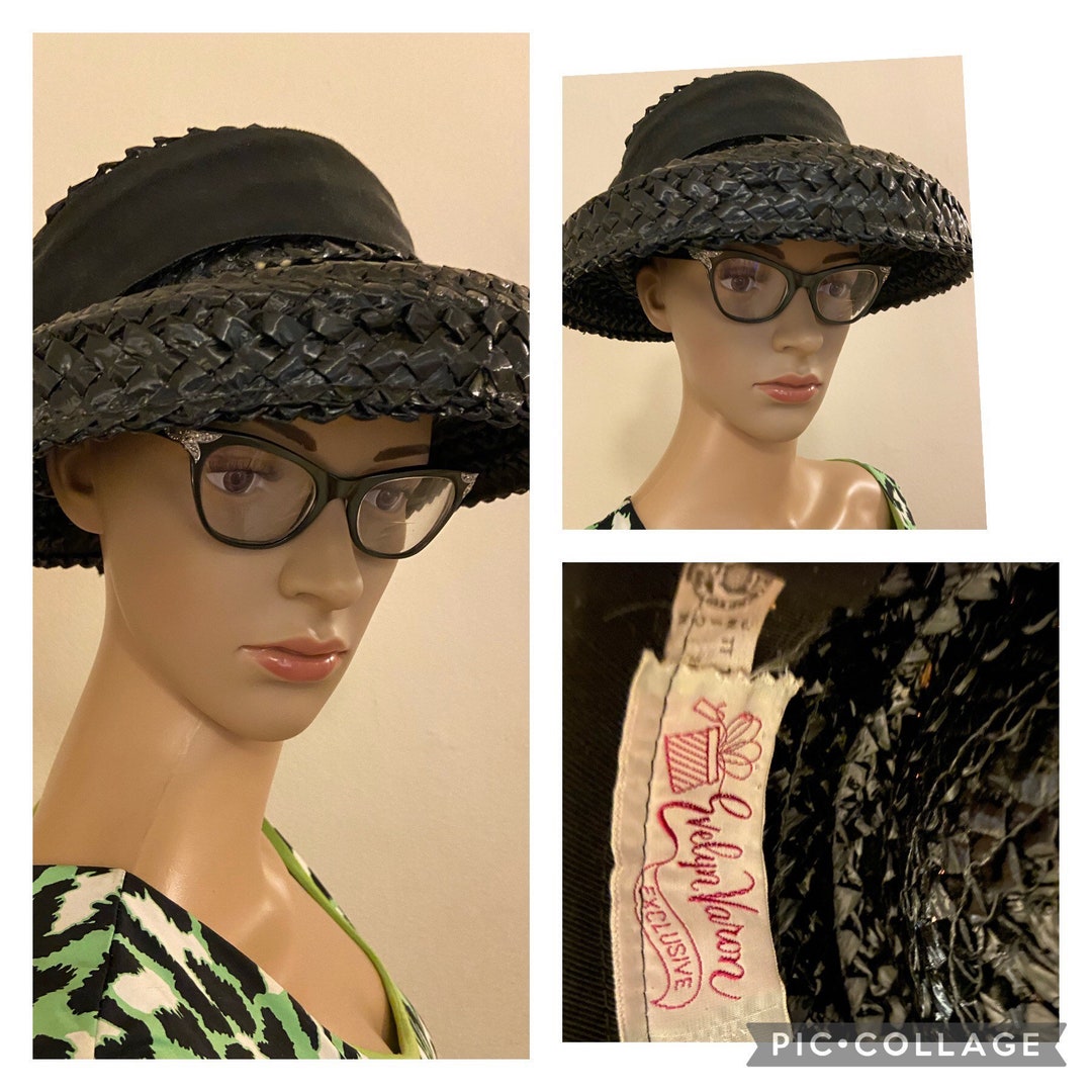 Vintage Black Straw Dress Hat by Evelyn Varonwith Union Label - Etsy