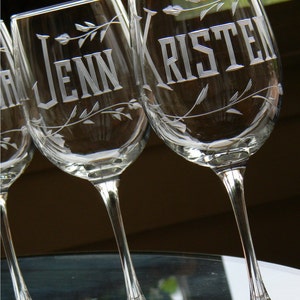 Custom Engraved Wine Glasses Personalized With Name on Each | Hand Cut ...