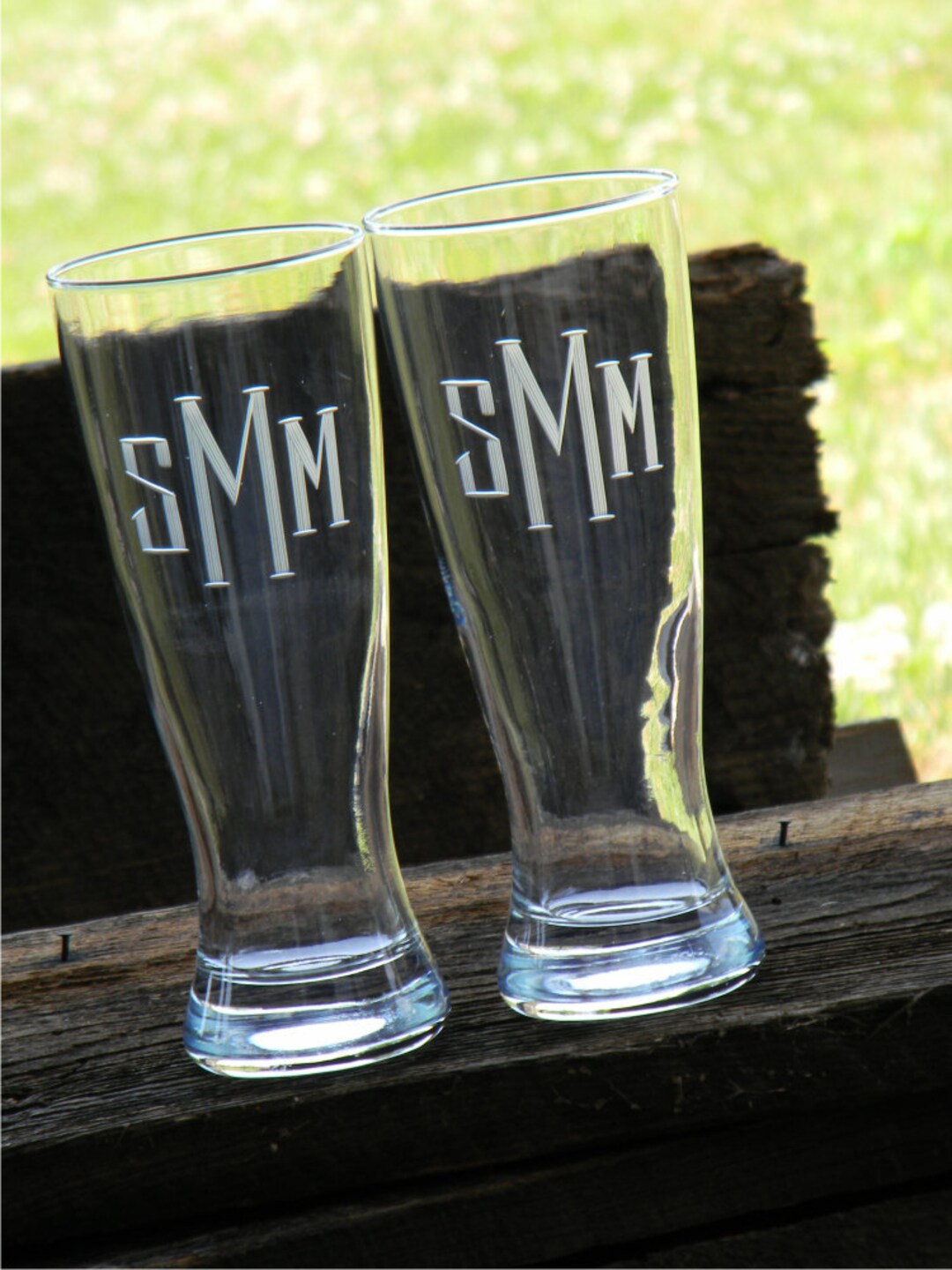Monogrammed Beer Pilsner Glass With Hand Engraved To Order Available In 20 Oz Or 23 Oz Beer