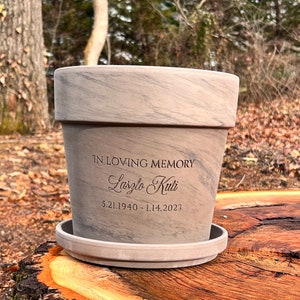 Engraved Memorial Flower Pot | Custom Carved Terra Cotta Flower Pot ...