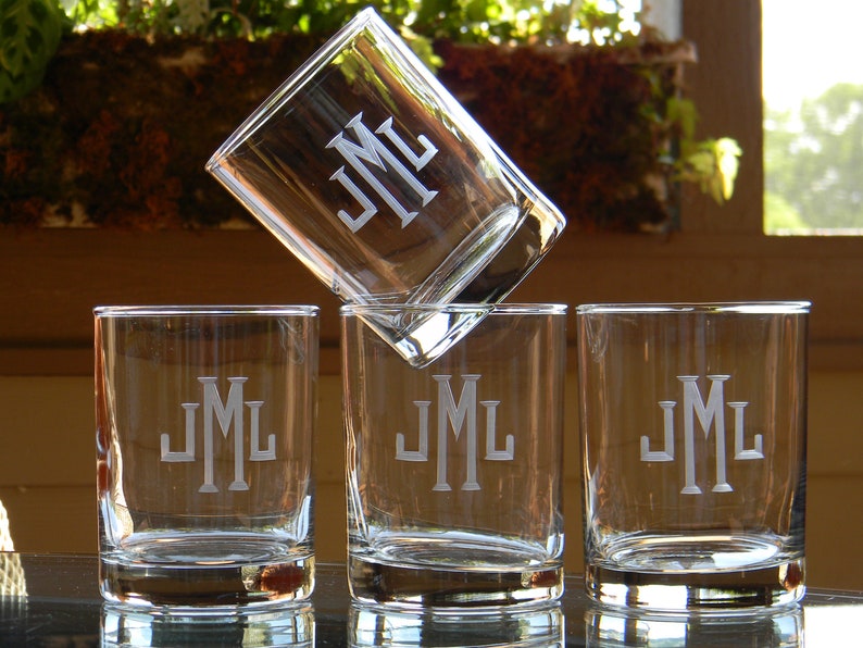 Personalized Rocks Glasses Engraved With Monogram | Groomsman Gift ...