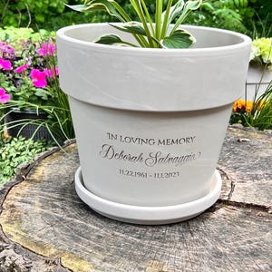 Engraved Memorial Flower Pot: Custom Carved Granite White Terracotta - Etsy