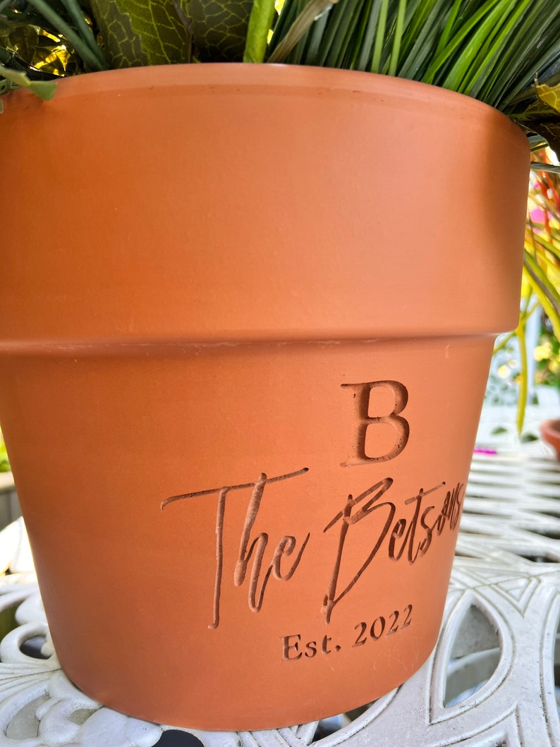 Engraved Custom Carved Terra Cotta Flower Pot Etched Last - Etsy