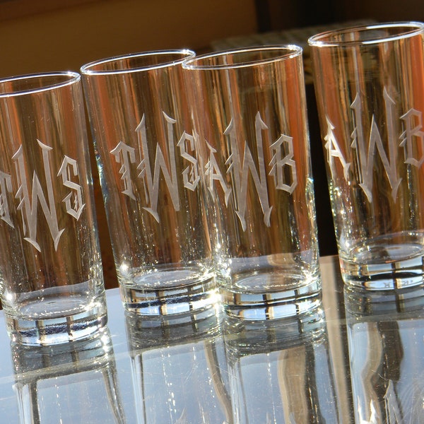 Monogrammed Glasses - Etsy