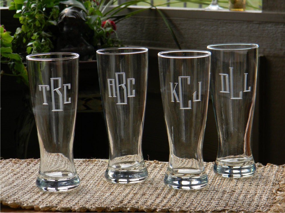 Monogrammed 20 or 23 Oz Personalized Beer Pilsner Glasses With Hand ...