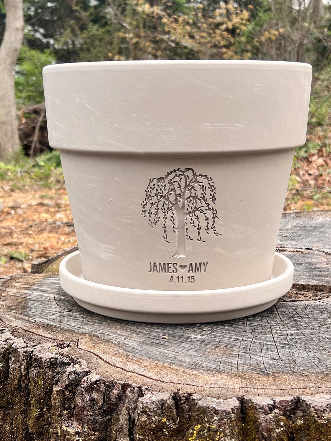 9th Anniversary Willow Tree Personalized Planter Gift | Custom Carved ...
