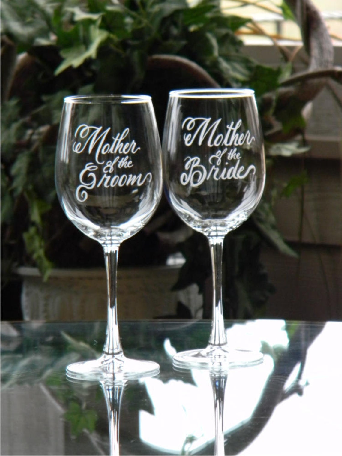 Mother of the Bride and Groom Wine Glasses Personalized With - Etsy