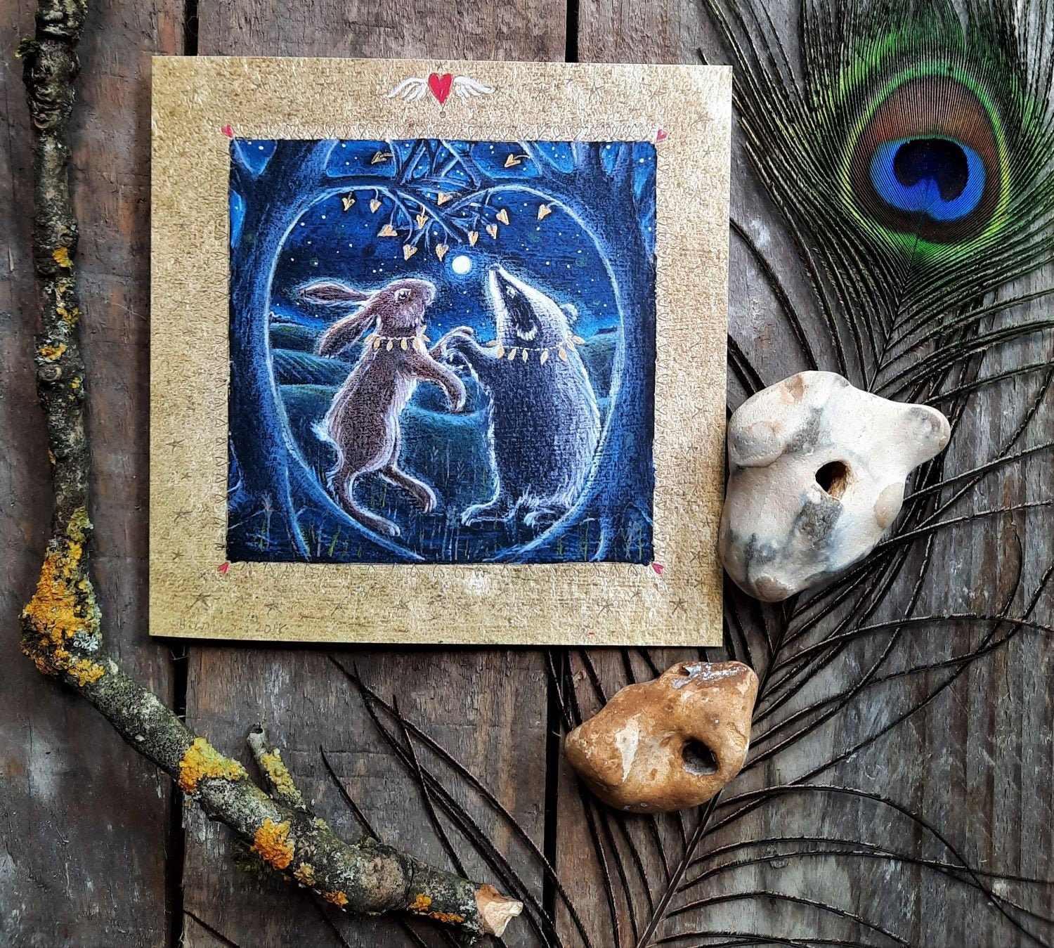Hare and Badger Dancing Greetings Card: Valentines Wood - Etsy