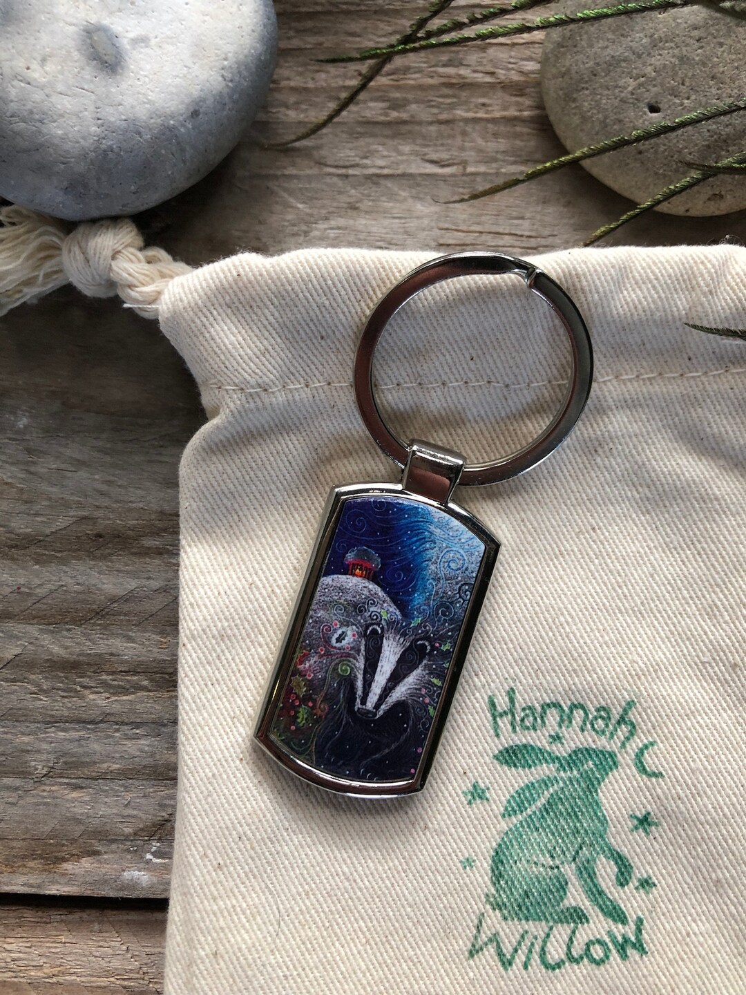 Yule Badger Keyring by Hannah Willow - Etsy
